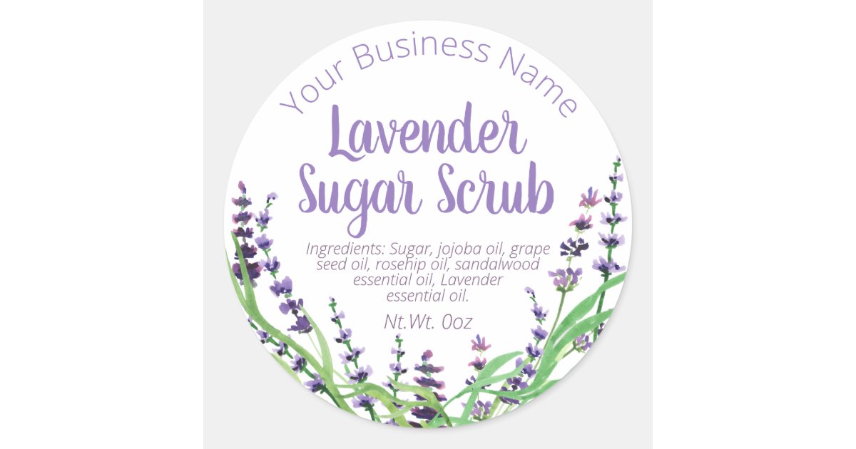 Sticker Label For Homemade Lavender Sugar Scrub | Zazzle