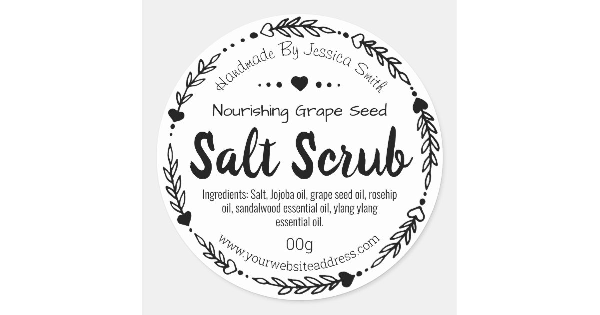 Sticker Label For Homemade Salt Scrub | Zazzle