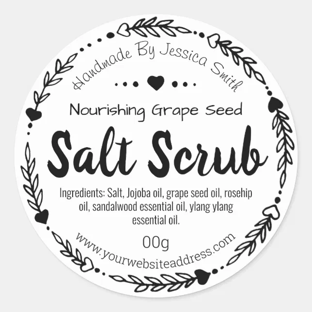 Sticker Label For Homemade Salt Scrub | Zazzle