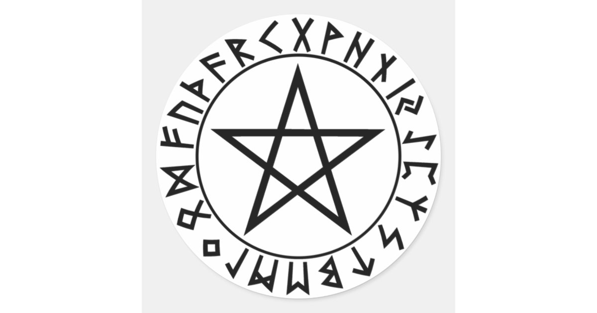sticker round Rune Pentacle | Zazzle