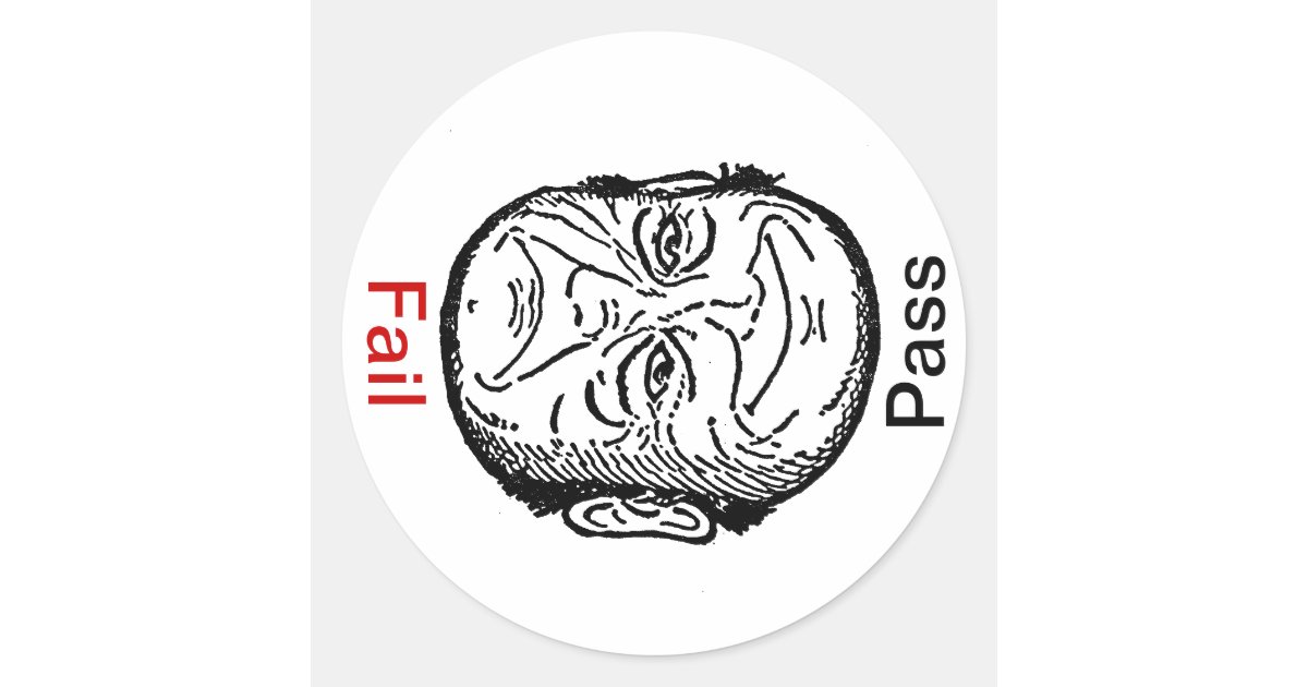 Sticker Sat Unsat Pass Fail Optical Illusion Man | Zazzle