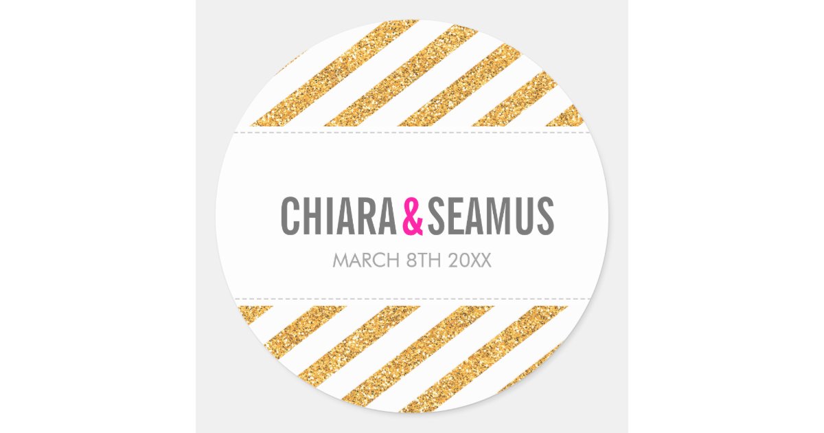 STICKER SEAL modern simple gold glitter stripe | Zazzle