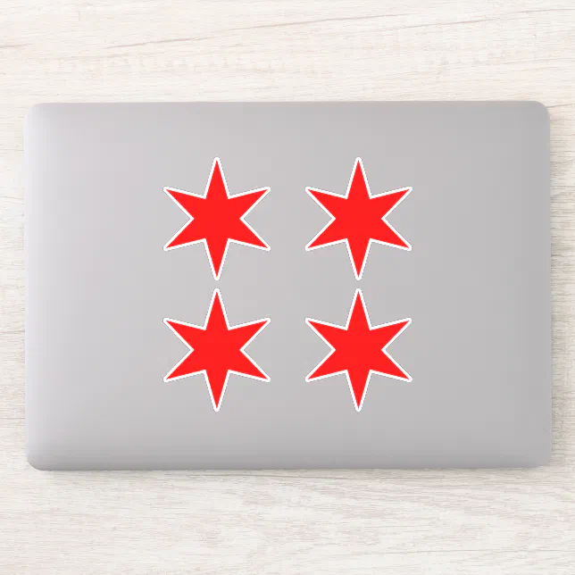 Sticker Sheet | Chicago Flag Red 6-Pointed Star | Zazzle