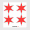 Sticker Sheet | Chicago Flag Red 6-Pointed Star | Zazzle