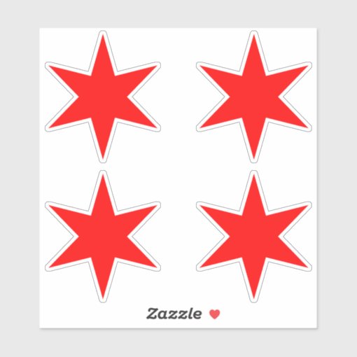 Sticker Sheet | Chicago Flag Red 6-Pointed Star | Zazzle