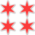 Sticker Sheet | Chicago Flag Red 6-Pointed Star | Zazzle