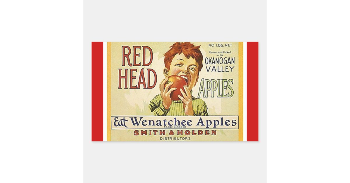 Sticker Vintage Advertising Red Head Apples Apple | Zazzle