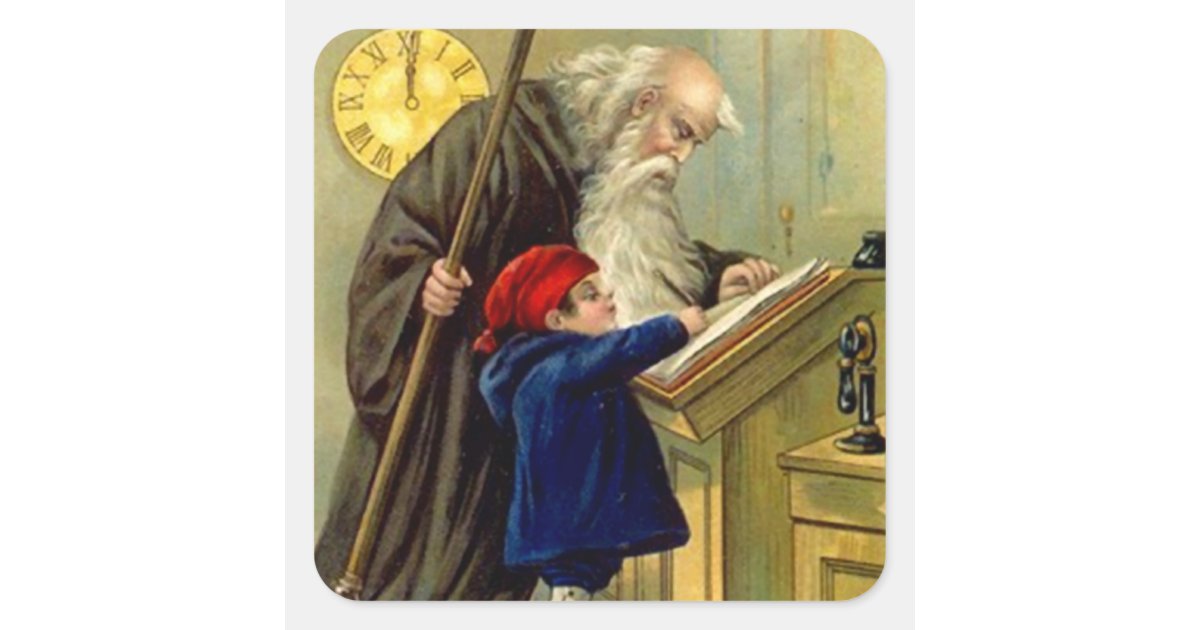 Sticker Vintage Antique New Years Father Time Baby | Zazzle