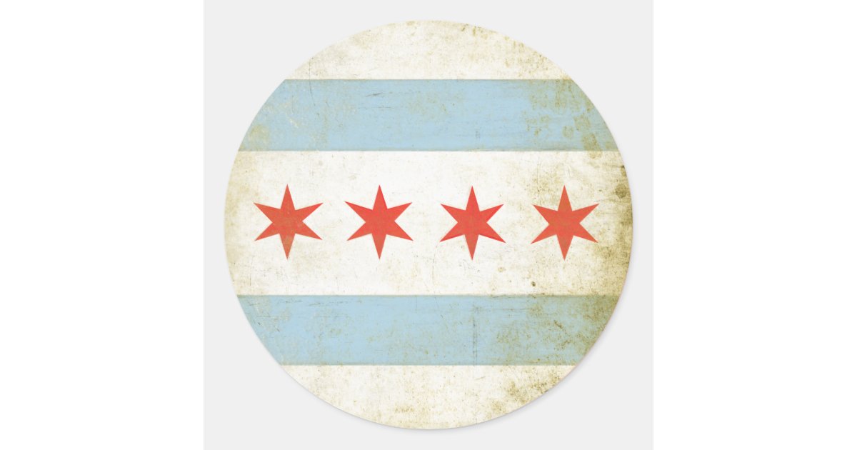 Sticker with Distressed Chicago Flag Print | Zazzle