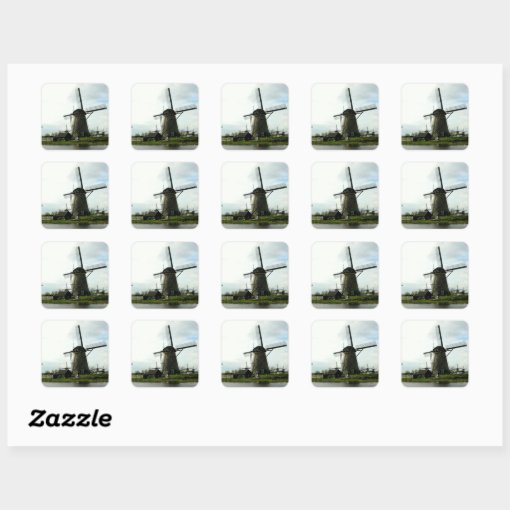 Sticker With Picture of Dutch Windmill | Zazzle