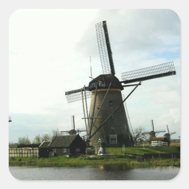 Sticker With Picture of Dutch Windmill | Zazzle