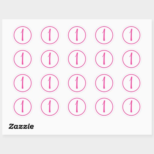 Sticker with Pink Number and Border | Zazzle