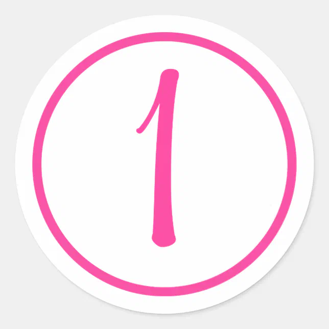 Sticker with Pink Number and Border | Zazzle