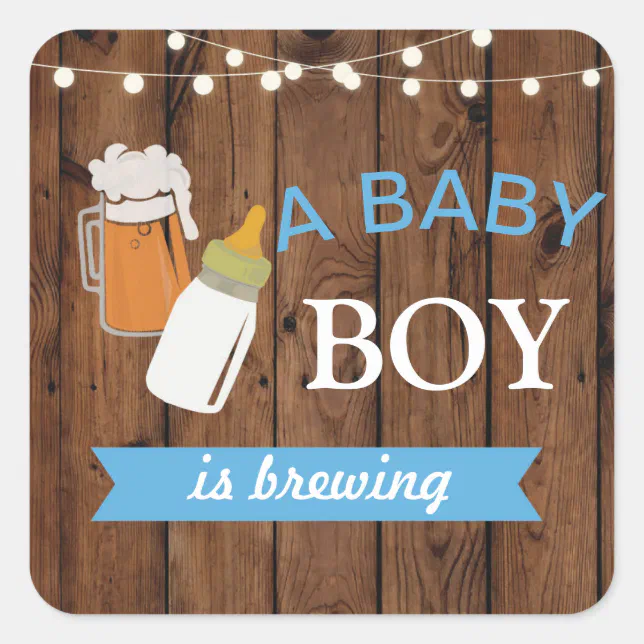 Stickers Beer Boy Baby Shower Brewing Blue | Zazzle