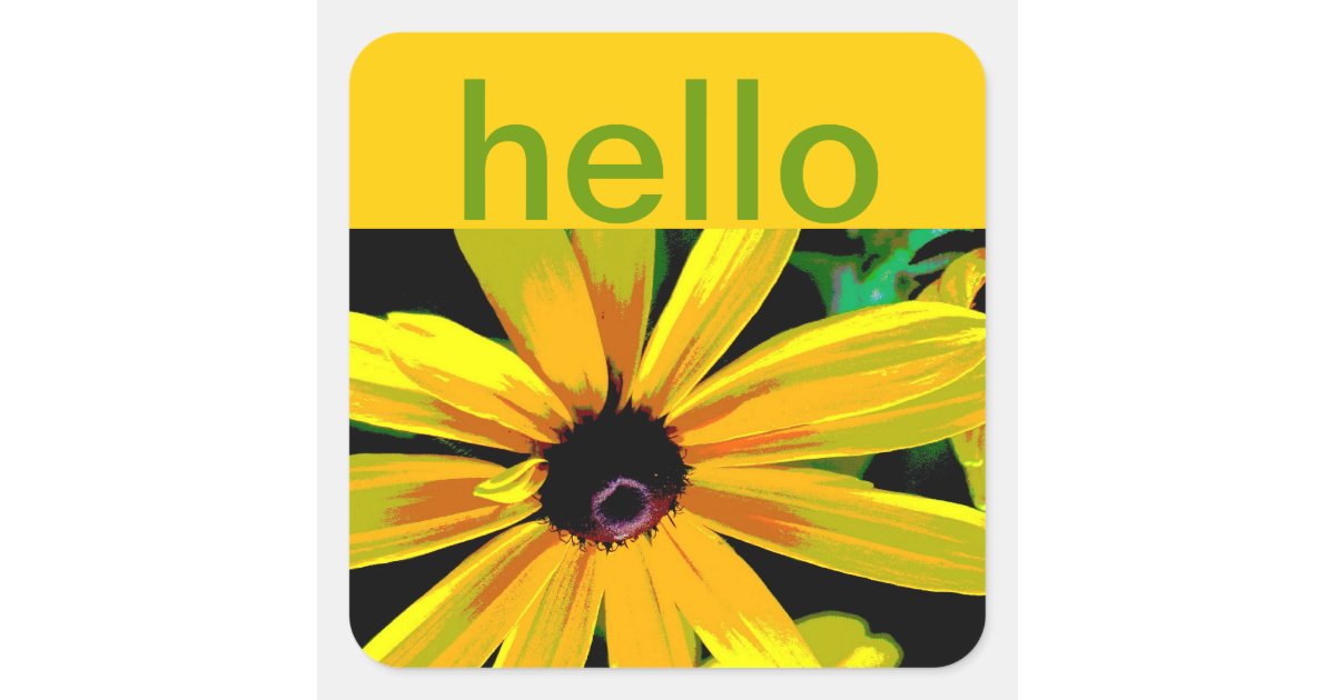 stickers hello with yellow daisy photo art | Zazzle