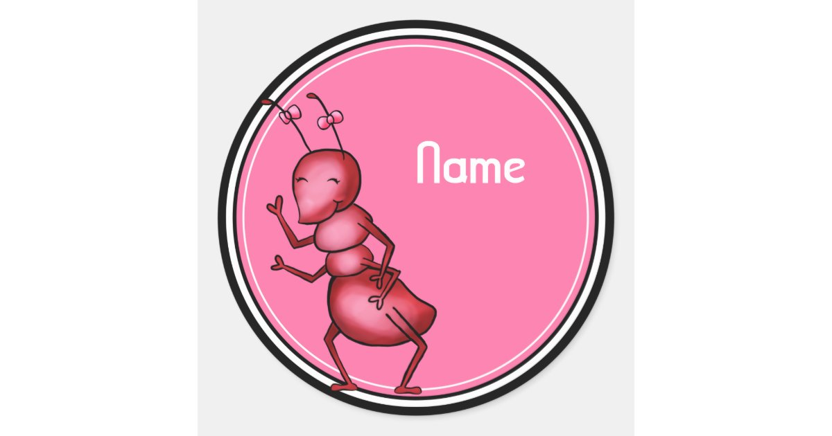 Stickers, Name Template, Cute Ant Cartoon Classic Round Sticker | Zazzle