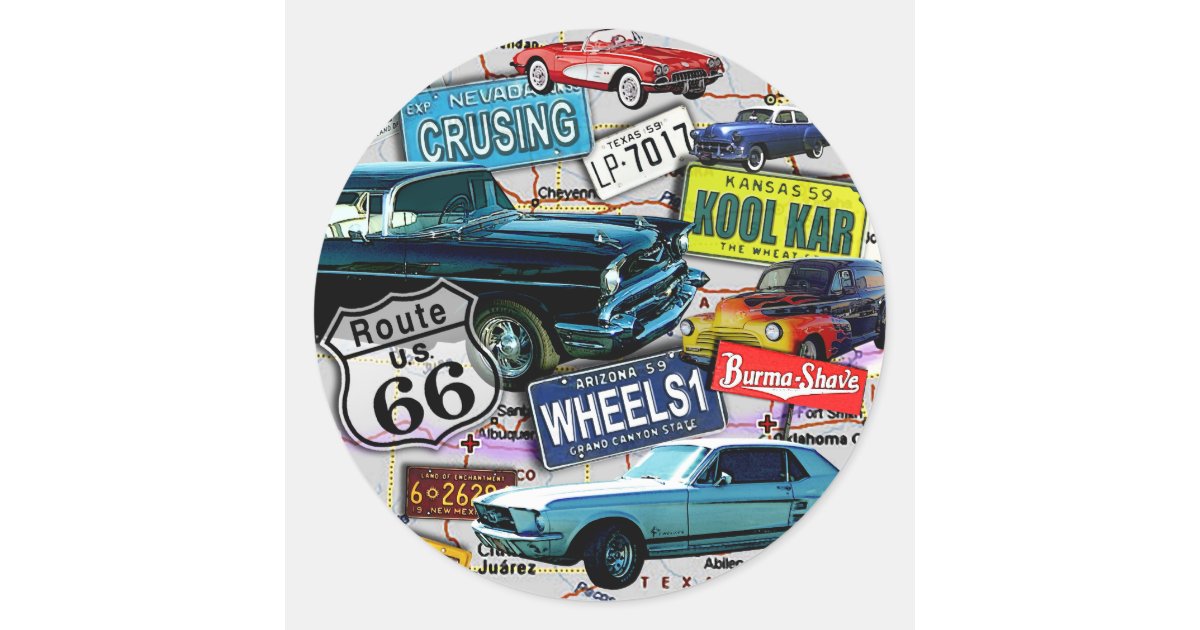 Stickers - Route 66_Classic Cars | Zazzle