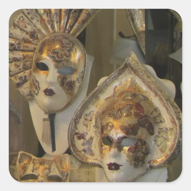 Stickers--Venetian Masks Square Sticker | Zazzle