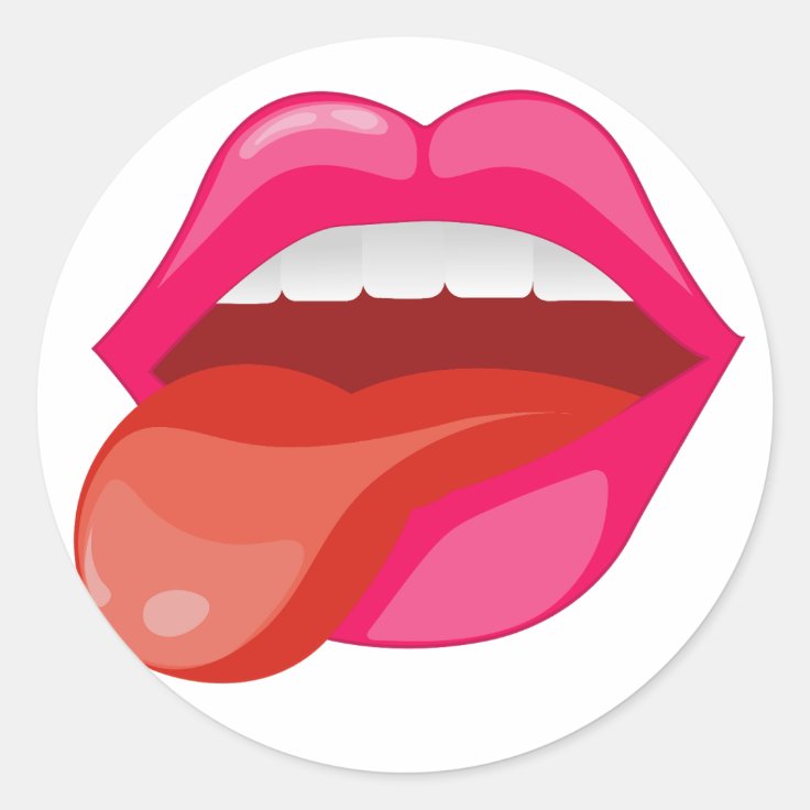 Sticking out the tongue classic round sticker | Zazzle