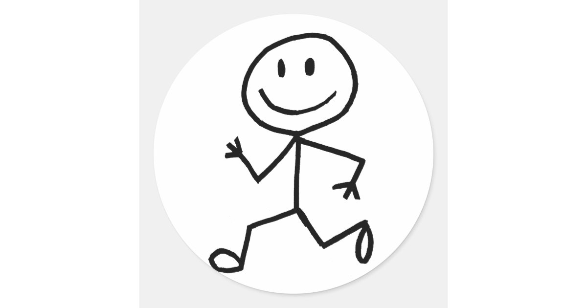 Stickman Runner Classic Round Sticker | Zazzle