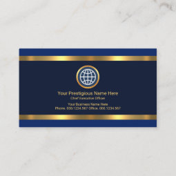 Stiking Blue Layers Faux Gold Lines International Business Card | Zazzle
