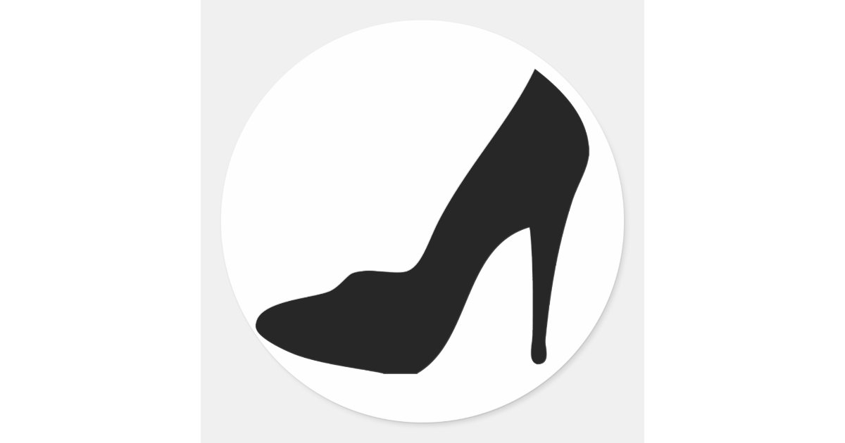 stiletto high heeled shoe icon classic round sticker | Zazzle