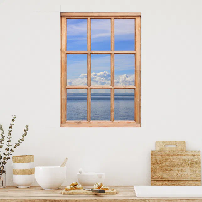 Still and Peaceful Ocean View from a Window Poster | Zazzle