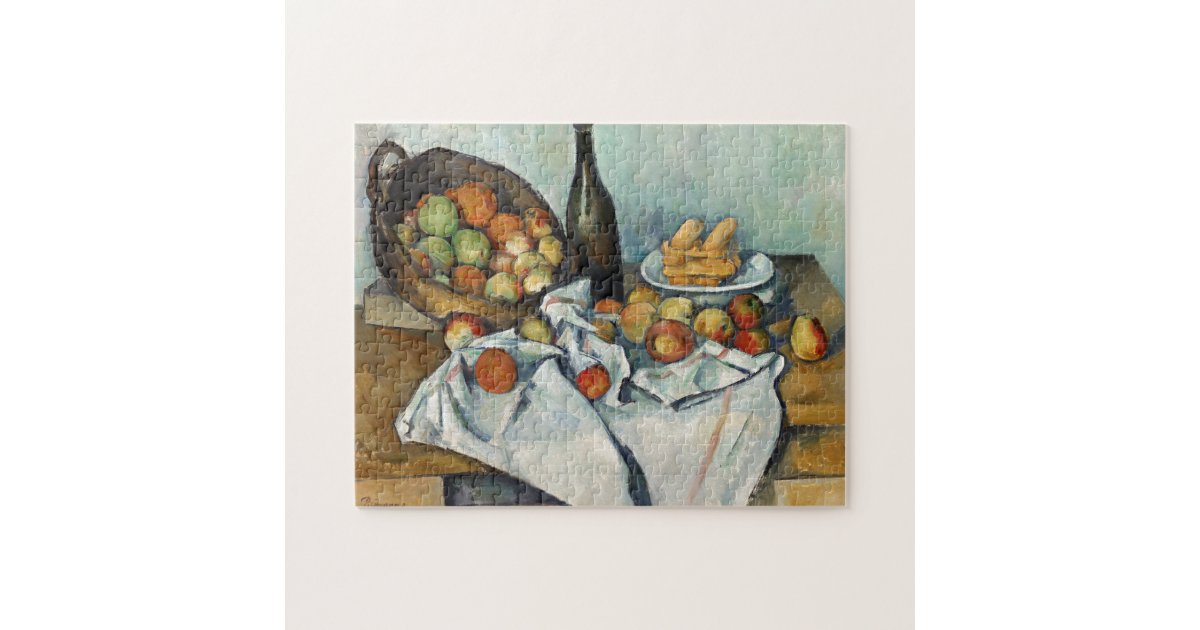 Still Life Apples Basket Cezanne Painting Art Jigsaw Puzzle | Zazzle