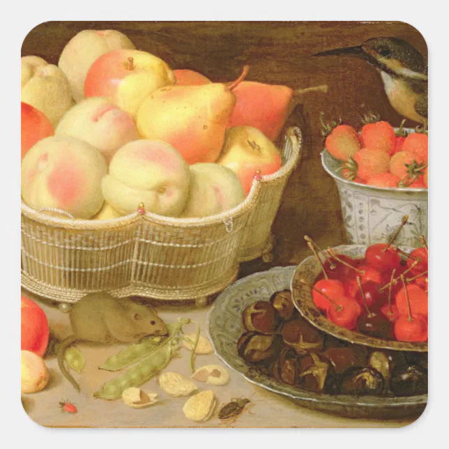 Still life square sticker | Zazzle