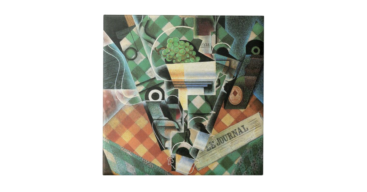 Still Life with Checked Tablecloth by Juan Gris Ceramic Tile | Zazzle