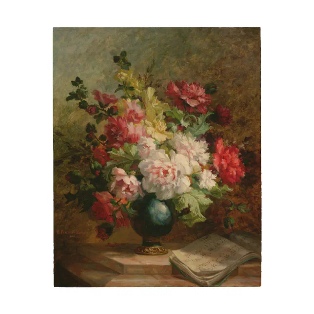 Still life with flowers and sheet music wood wall decor | Zazzle