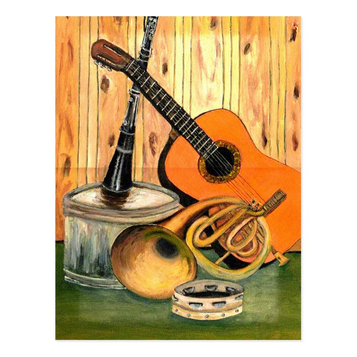 Still Life with Musical Instruments Postcard | Zazzle.com