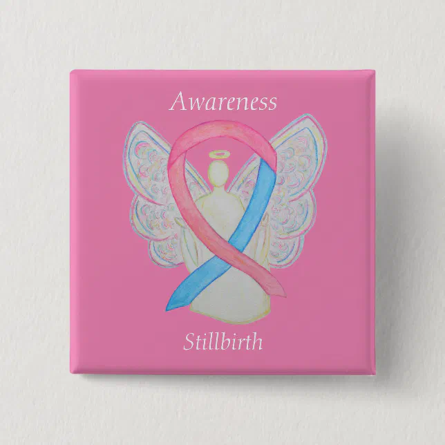 Stillbirth Awareness Ribbon Angel Custom Art Pins | Zazzle