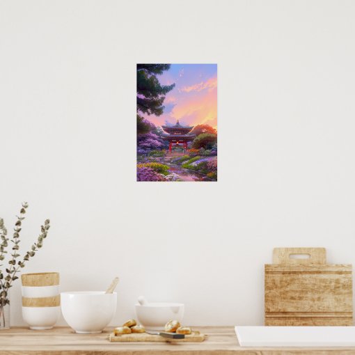 Stillness and Grace in the Japanese Shrine Poster | Zazzle