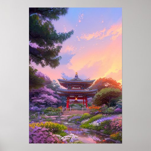 Stillness and Grace in the Japanese Shrine Poster | Zazzle