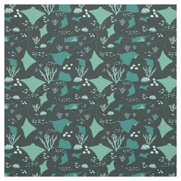 Manta Ray Stingray Gray White Pattern Fabric | Zazzle
