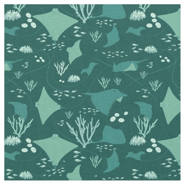 Manta Ray Stingray Gray White Pattern Fabric | Zazzle