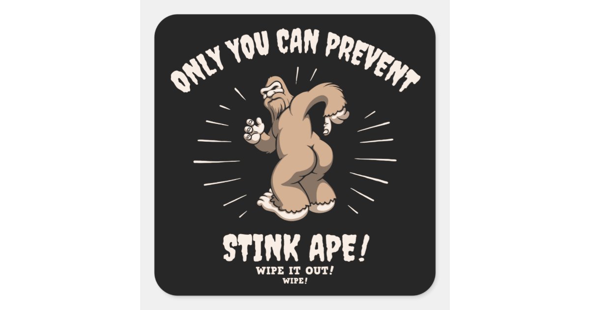 Stink Ape Wipe Out Square Sticker | Zazzle
