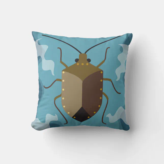 Stink bug and ladybug throw pillow | Zazzle