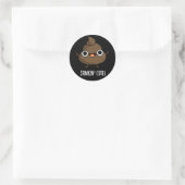 Stinkin Cute Funny Poo Pun Dark BG Classic Round Sticker | Zazzle