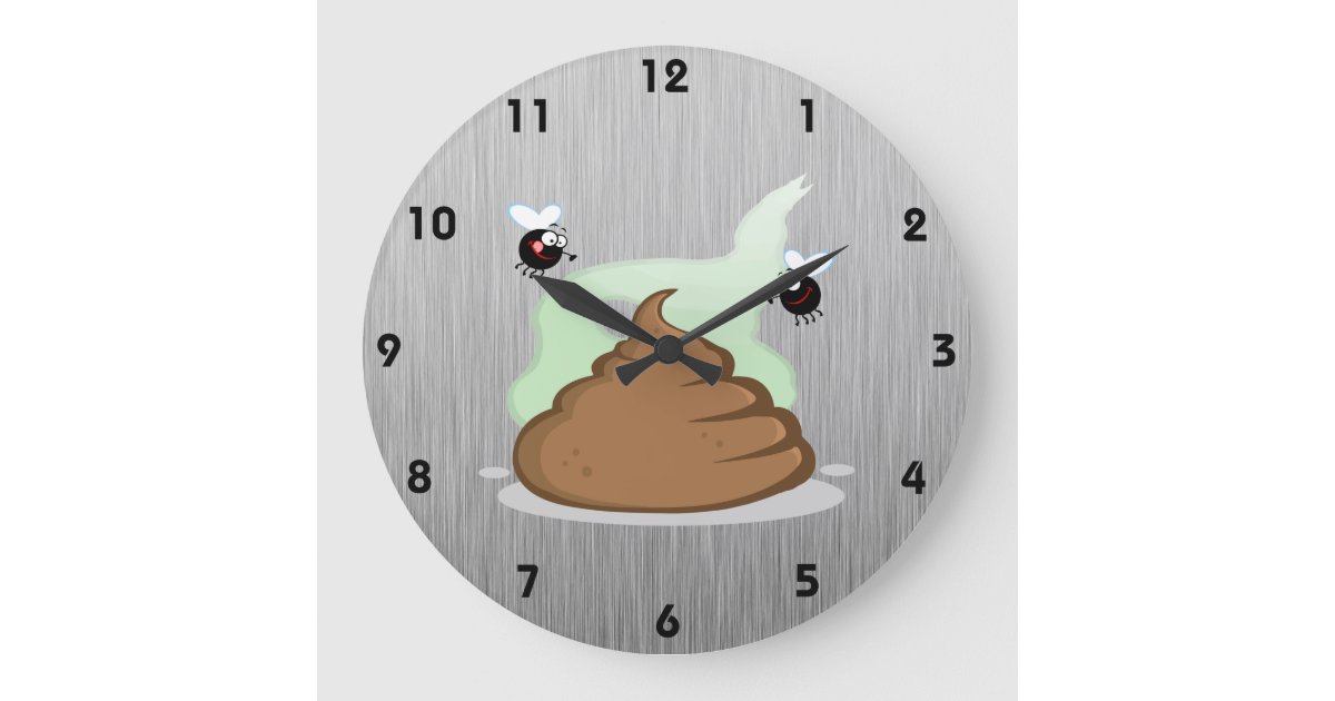 Stinky Poo; Metal-look Large Clock | Zazzle