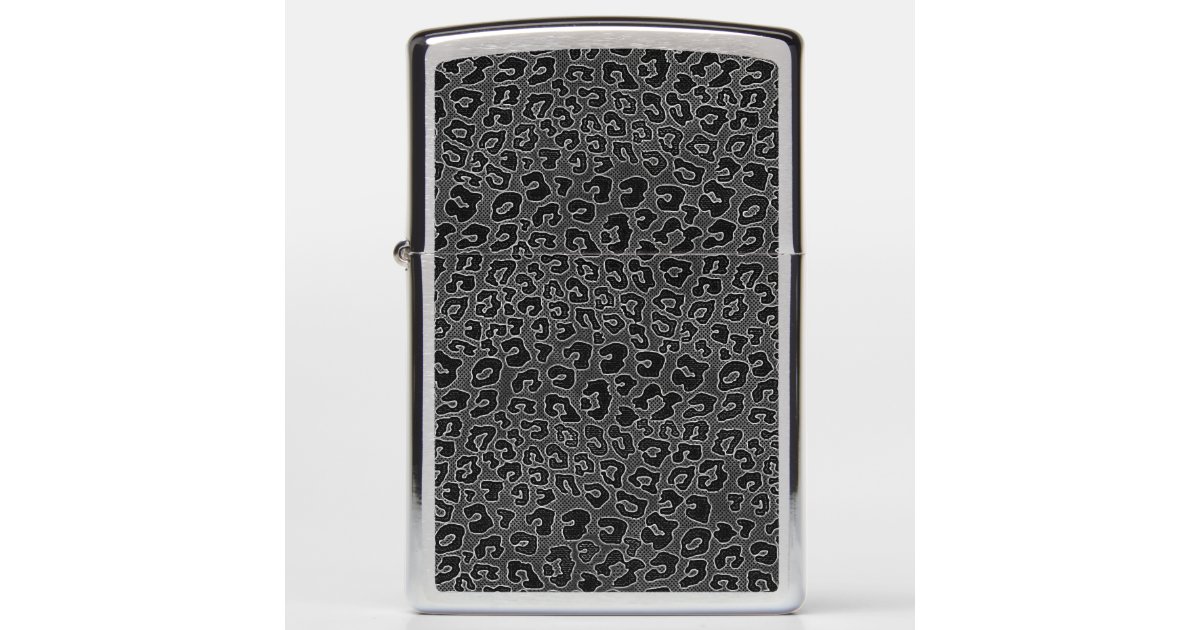 Stippled Black Leopard Print Zippo Lighter | Zazzle
