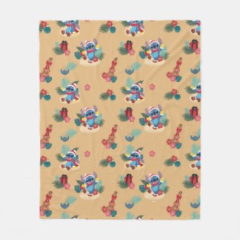 Stitch | Aloha Christmas Pattern Fleece Blanket | Zazzle