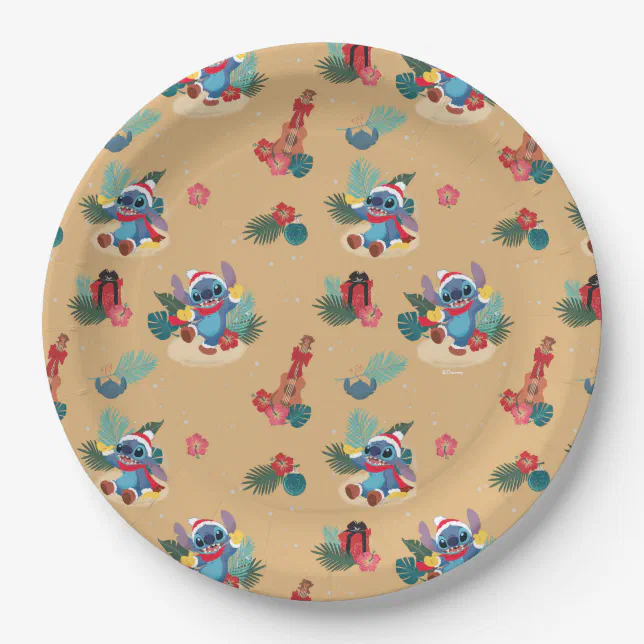 Stitch | Aloha Christmas Pattern Paper Plates | Zazzle