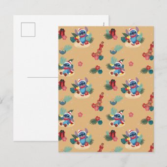 Stitch | Aloha Christmas Pattern Postcard | Zazzle