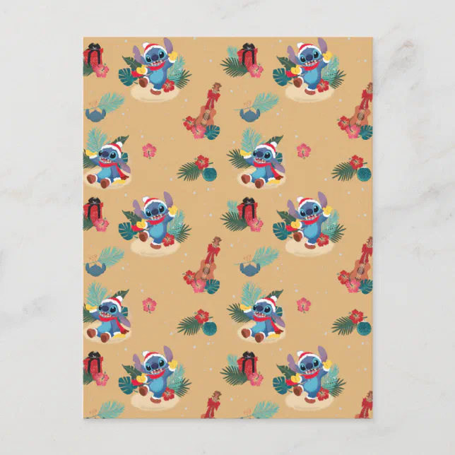 Stitch | Aloha Christmas Pattern Postcard | Zazzle