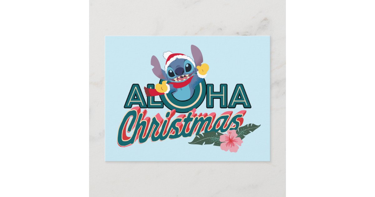 Stitch | Aloha Christmas Postcard | Zazzle