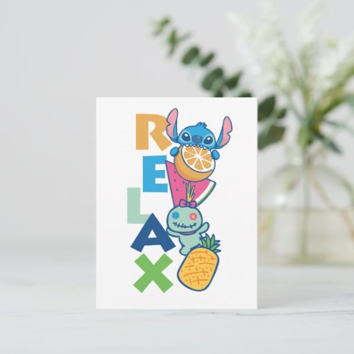 Stitch and Scrump | Relax Postcard | Zazzle