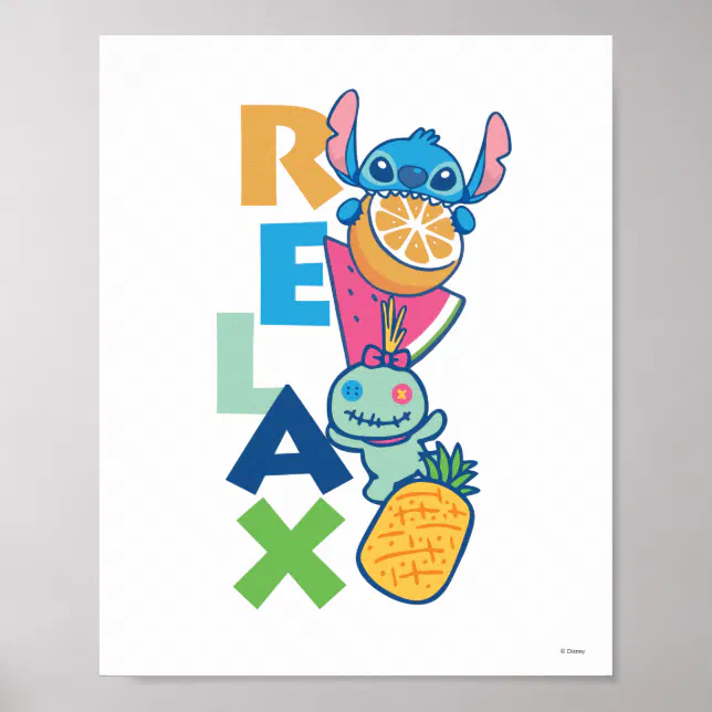 Stitch and Scrump | Relax Poster | Zazzle