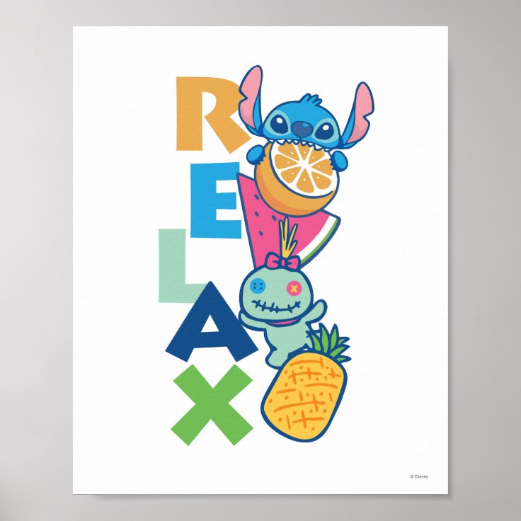 Stitch and Scrump | Relax Poster | Zazzle